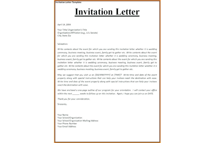 canada visitor visa invitation letter template