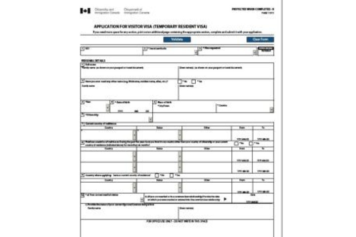 canada visitor visa form 5257 b